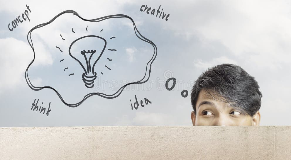Man Thinking Light Bulb Thought Bubble Stock Photos - Free & Royalty ...
