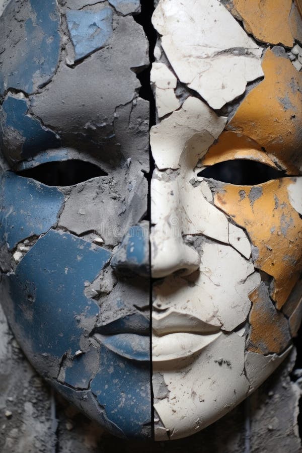 A Half Face Mask with a Broken Paint on it. Generative AI Image. Stock ...