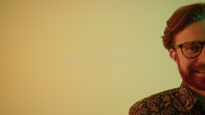 Half Face Middle-aged Caucasian Entrepreneur Man Smiling and Looking at ...