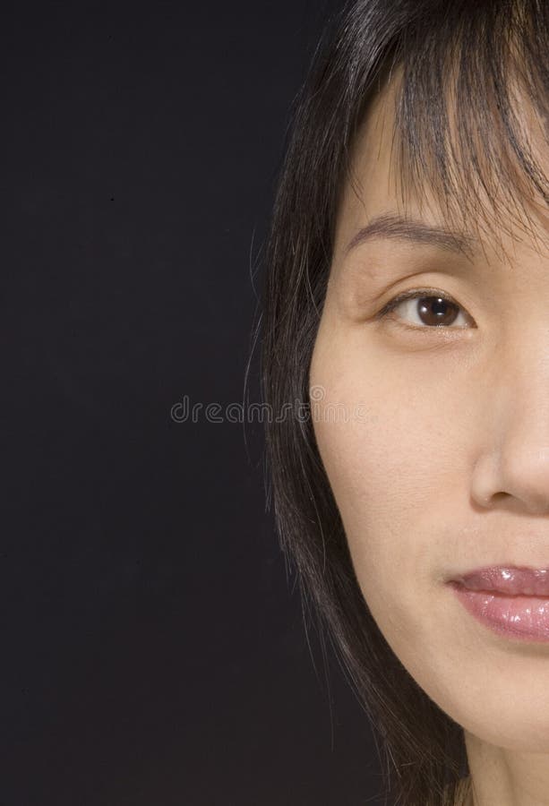 Girl s half-face portrait stock photo. Image of blue - 13581582