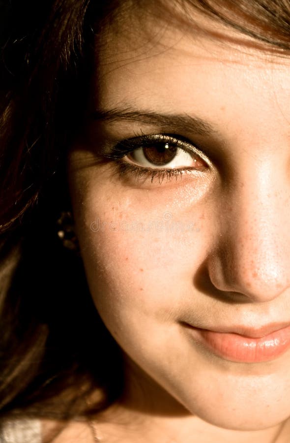 Half-face portrait stock image. Image of attitude, pretty - 5876773