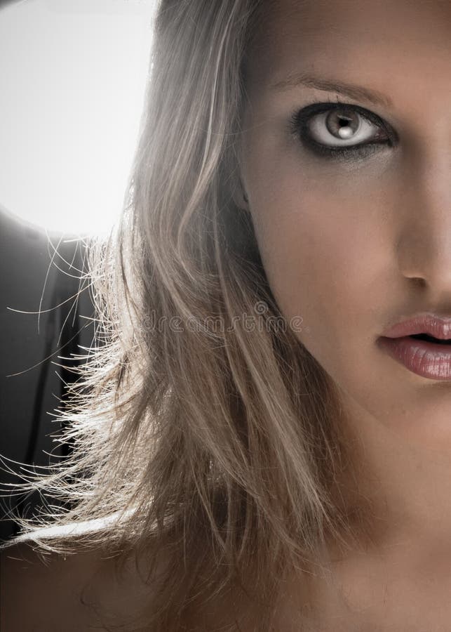 Half Face Portrait of a Beautiful Blond Woman Stock Image - Image of ...