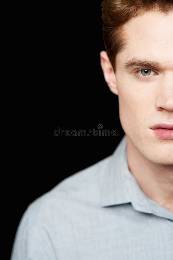 Half Face Portrait of a Smart Guy Stock Image - Image of expression ...