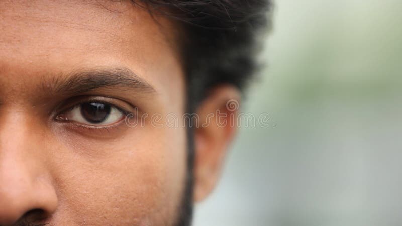 Half Face of a Serious Man, Male Eye, Close-up. Stock Photo - Image of ...
