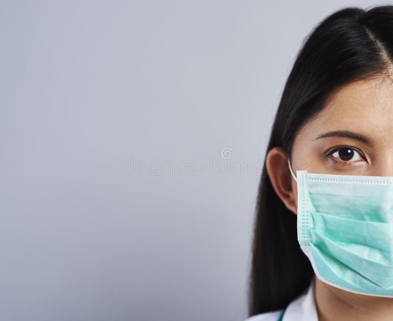 Half Face of Asian Female Doctor Stock Photo - Image of medical, space ...
