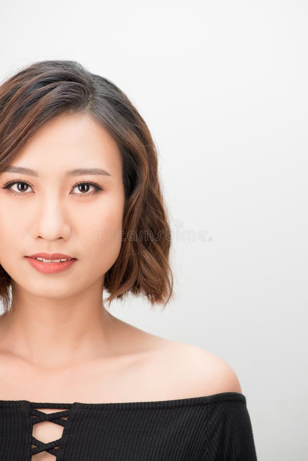 Half Face of Young Beautiful Woman Stock Image - Image of female, white ...