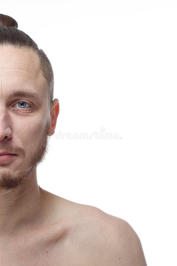 Handsome Young Man with Half Shaved Face Looking at Camera Stock Image ...