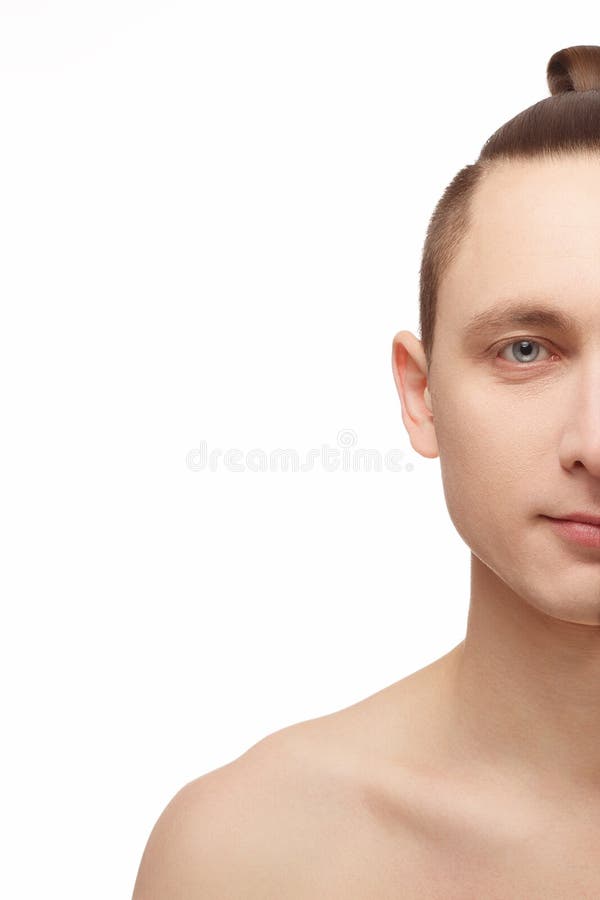 Handsome Young Man with Half Shaved Face Looking at Camera Stock Image ...