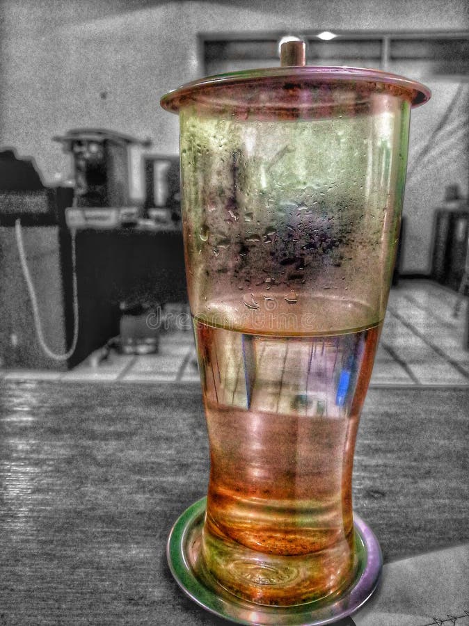 Half Fill Half Empty of Glass - Color Splash Pict Stock Photo - Image ...