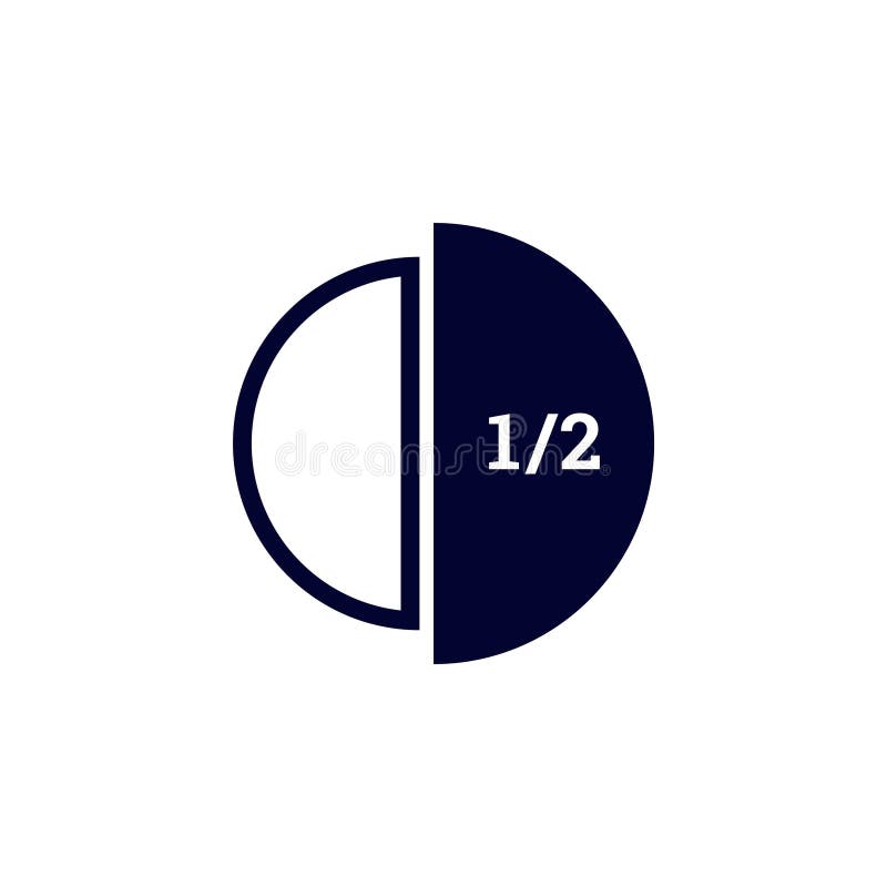 Half-filled Dark and Light Circle with Fraction Symbol in Bold ...