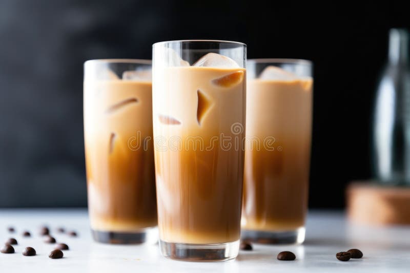 A Half-finished Iced Chai Latte Revealing Layers of Milk and Tea Stock ...
