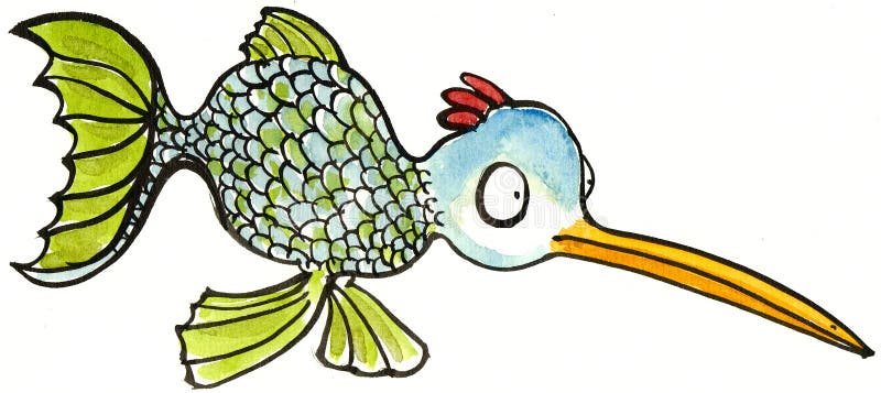 Half fish half fowl stock illustration. Illustration of brushwork ...