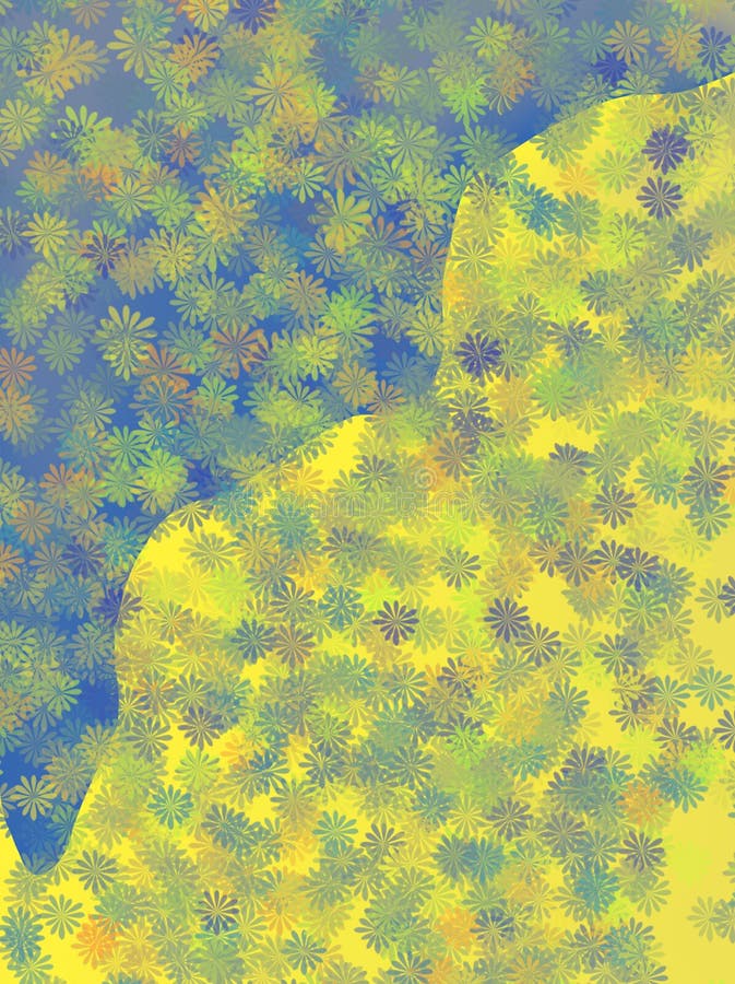 Half Flower and Half Yellow with Flowers Stock Illustration ...