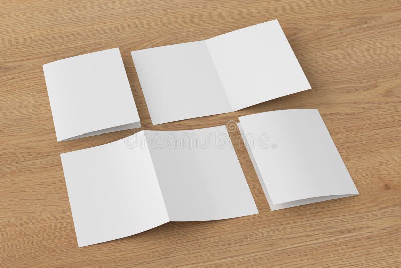 Half-folded Flyer Vertical A5 Booklet Mockup on Wooden Background Stock ...