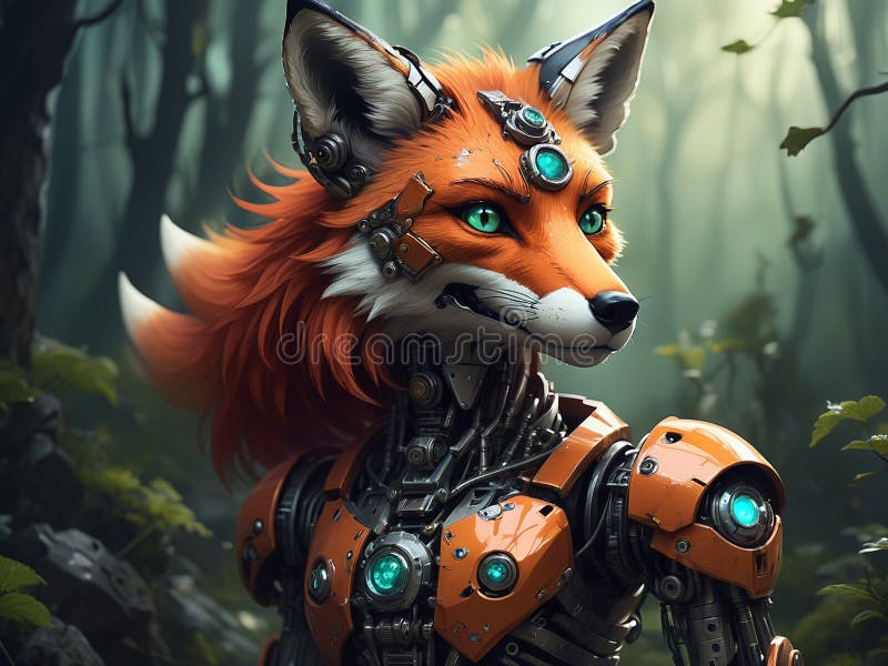 Half Fox Half-robot in Fantasy Style - Generated by Ai Stock ...