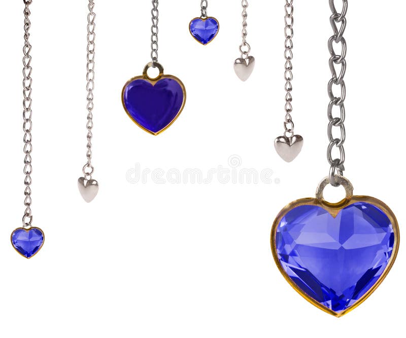 Half Frame from Blue Sapphire and Steel Hearts with Long Chains Stock ...