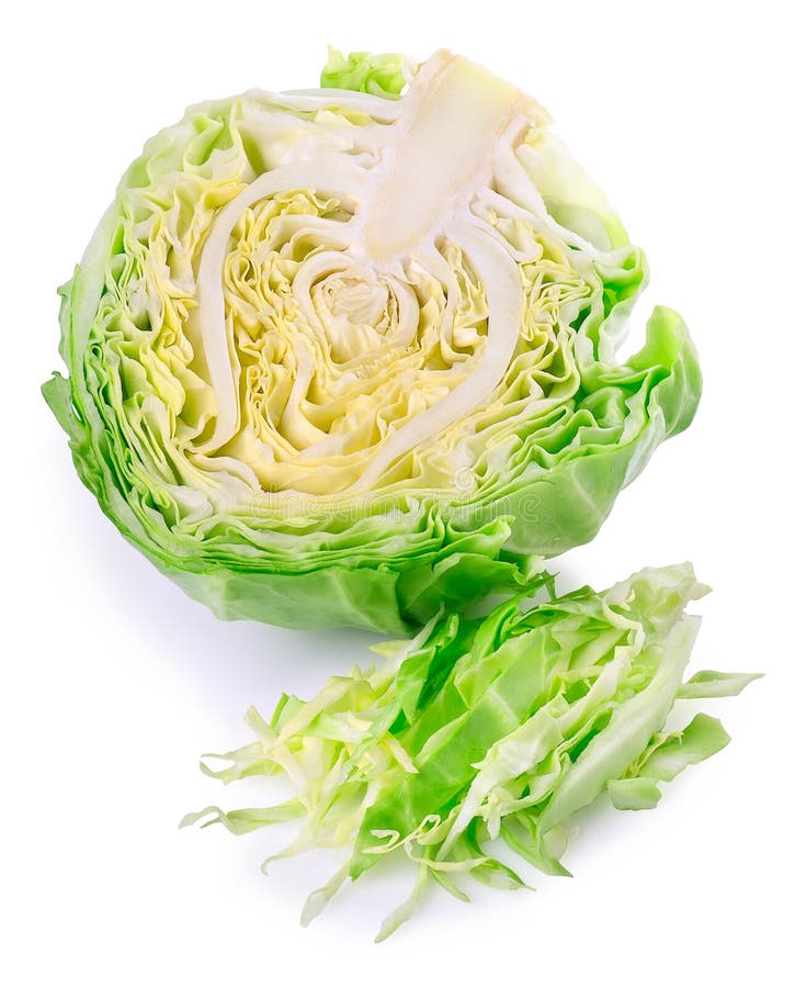 Half of Fresh Green Cabbage with Cut Isolated on White Background Stock ...