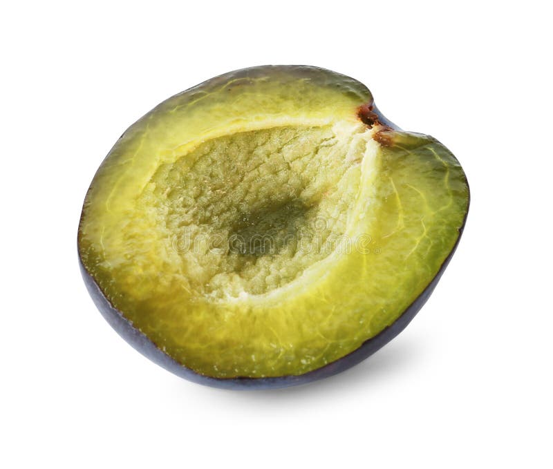 Half of Fresh Plum Isolated on White Stock Photo - Image of fruit ...