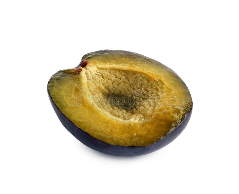 Half of Fresh Plum Isolated on White Stock Photo - Image of ingredient ...