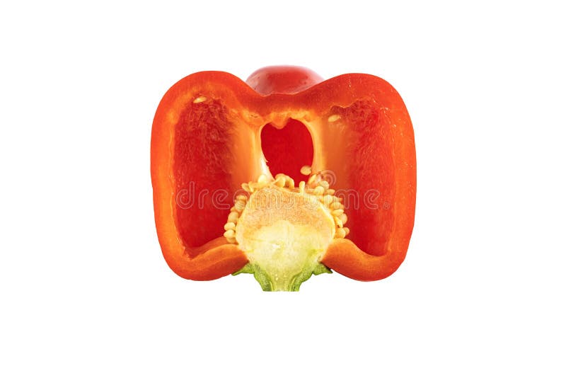 Half Red Bell Pepper Isolated on a White Background Stock Image - Image ...