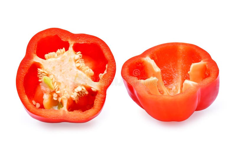 Half of Fresh Sweet Red PepperBell Pepper Isolated on White Ba Stock ...