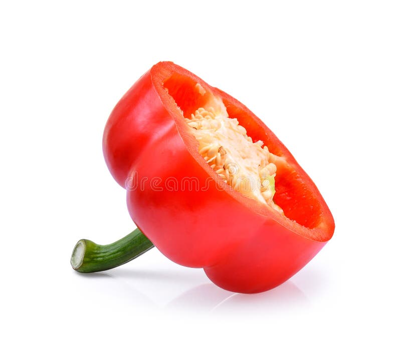 Half of Fresh Sweet Red PepperBell Pepper Isolated on White Ba Stock ...
