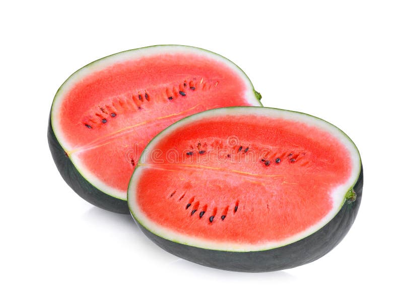 Half of Fresh Watermelon Isolated on White Stock Photo - Image of color ...