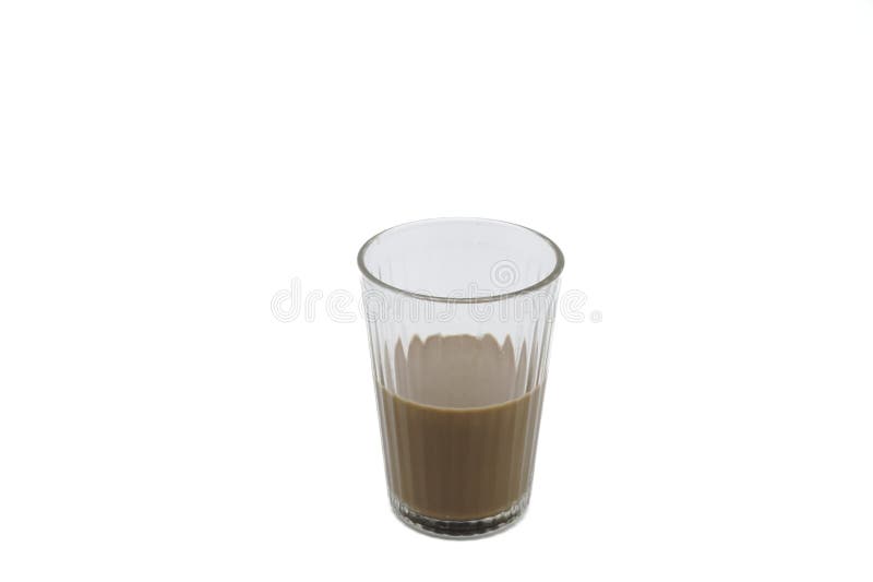 A Half Full Cup of Creamy Coffee, Isolated on White Background. Top ...