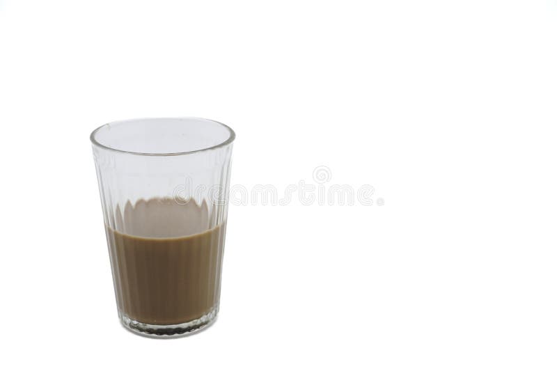 A Half Full Cup of Creamy Coffee, Isolated on White Background. Top ...
