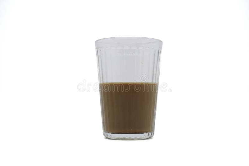 A Half Full Cup of Creamy Coffee, Isolated on White Background. Top ...