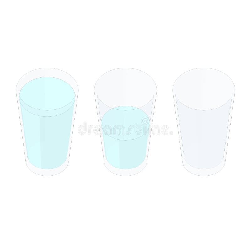 Half Full or Half Empty Glass of Water Cartoon Stock Photo ...
