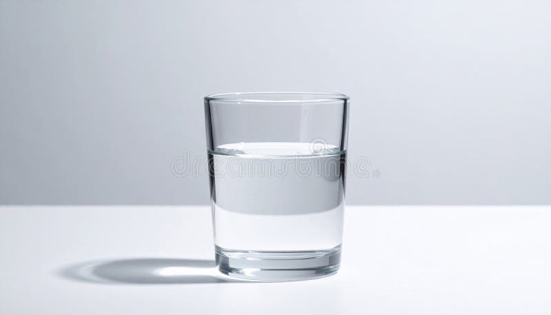 Half Full Glass of Water on White Background Stock Illustration ...
