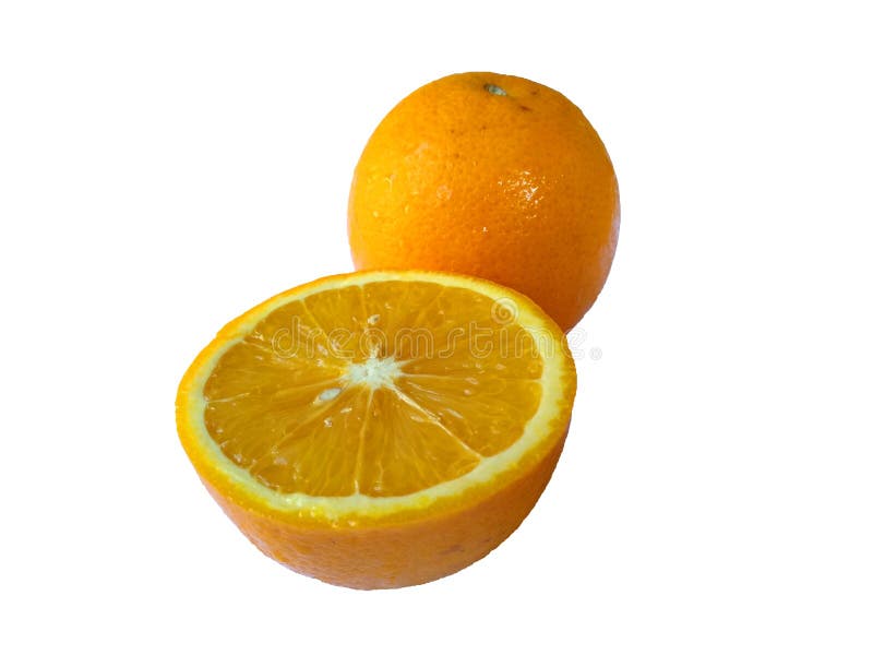 Half and Full Yellow Orange Fruit on White Background Stock Image ...