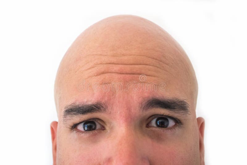 Half Gezicht Van De Kale Mens Op Witte Achtergrond Stock Foto - Image ...