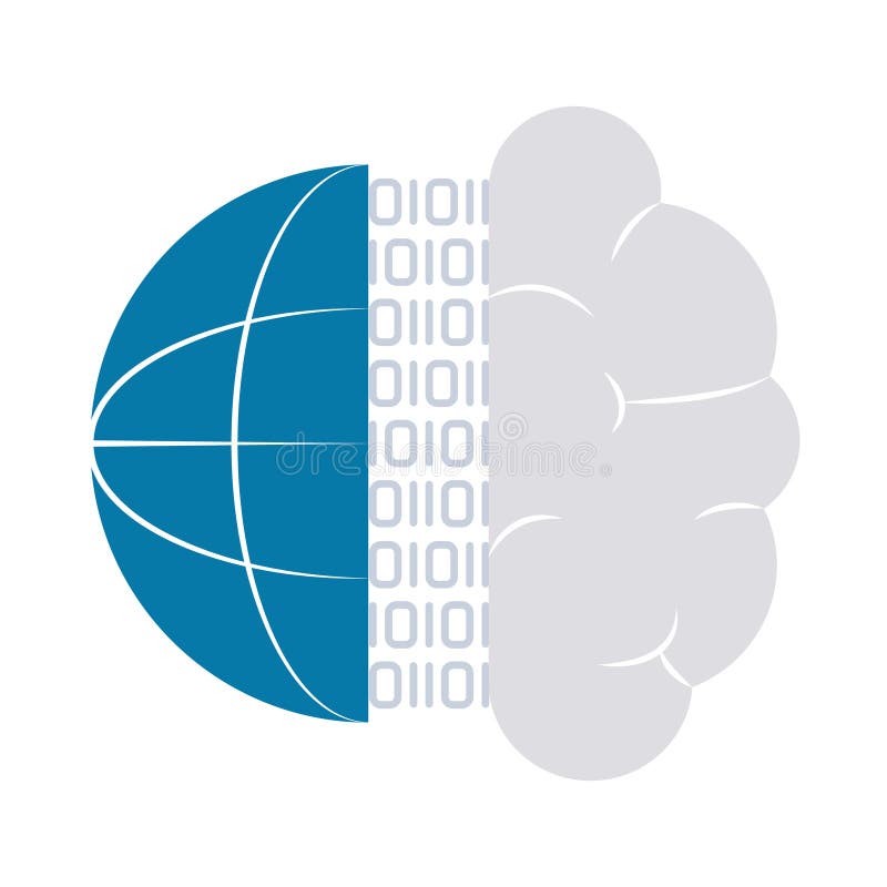 Half Global Sphere and Half Brain Stock Vector - Illustration of ...