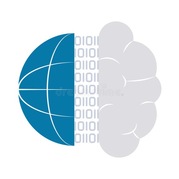 Half Global Sphere and Half Brain Stock Vector - Illustration of ...