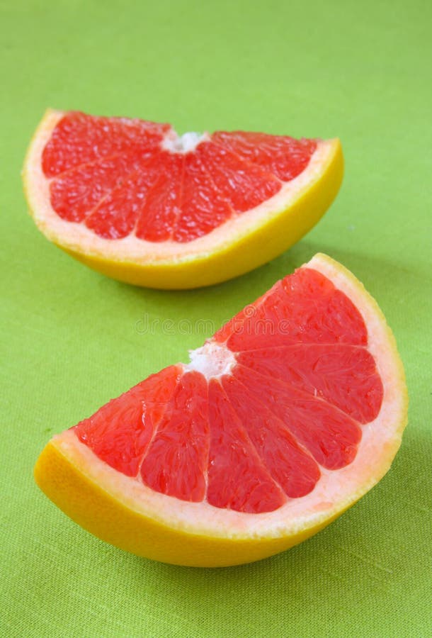 Pink Grapefruit Slices on Plate Stock Image - Image of beverage ...
