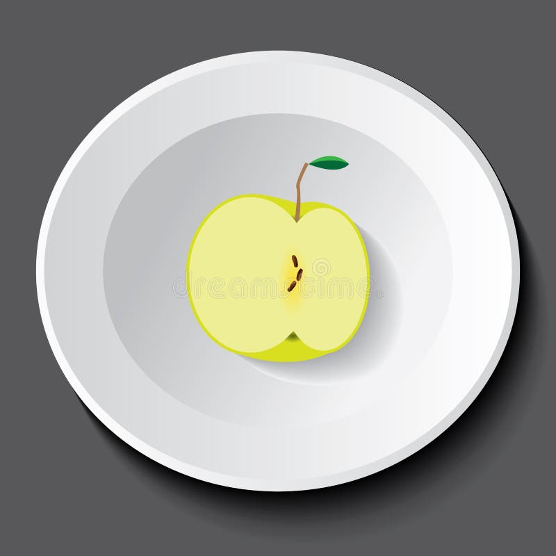 White Plate With Apple Cut. Stock Vector - Illustration of health, food ...