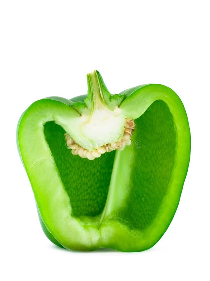 Half Green Bell Pepper Isolated on White Stock Image - Image of bright ...