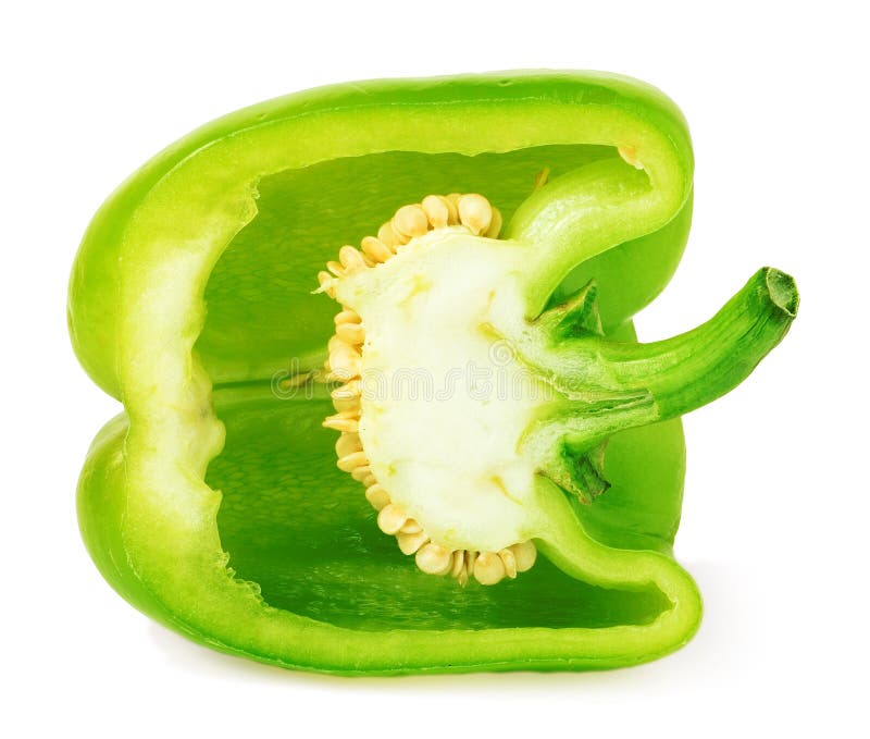 Half Green Bell Pepper Isolated on White Stock Photo - Image of kitchen ...