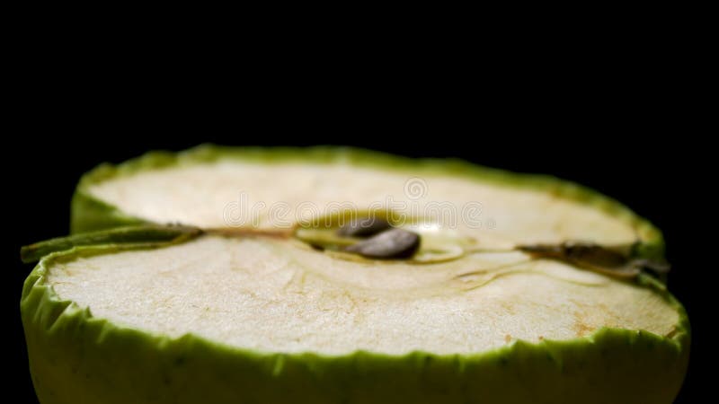 Half of Green Fresh Apple Quickly Dried Out, Decay Time Lapse Shot ...