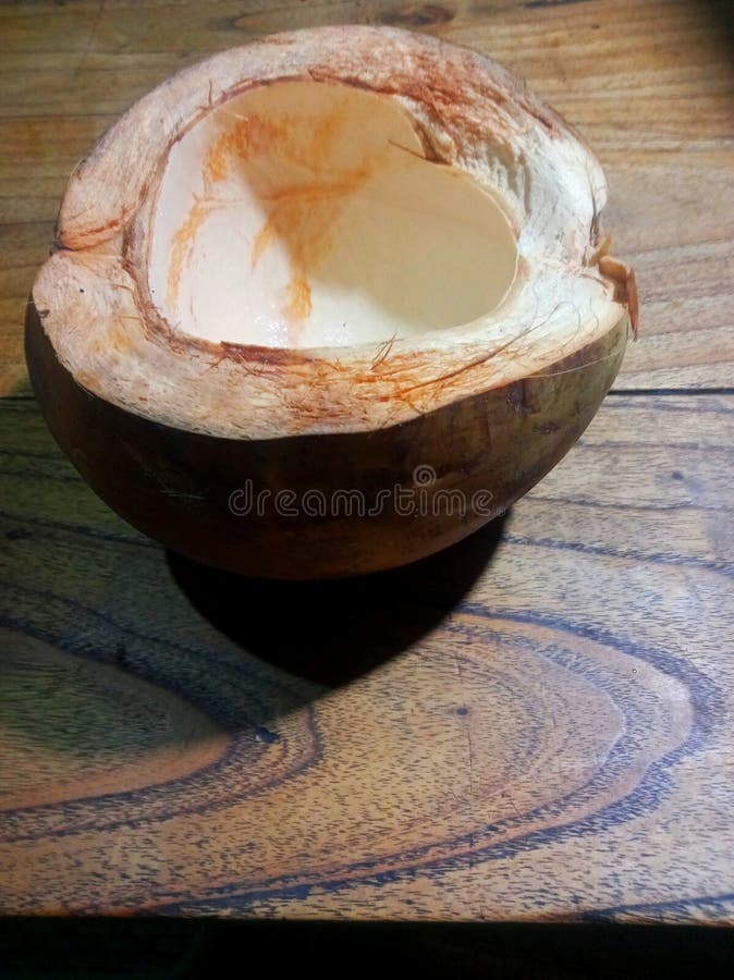 Half Green Young Coconut at the Table Stock Image - Image of coconut ...