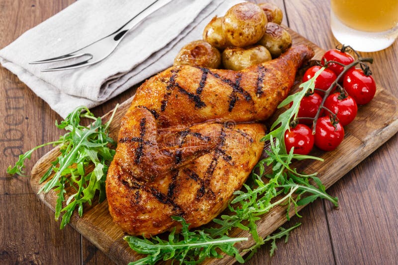 Half chicken grilled stock photo. Image of food, grilled - 57519594