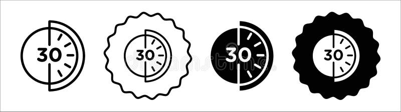 Half Hour Vector Icon Set Collection. Half Hour Outline Flat Icon Stock ...