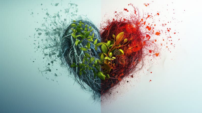 Half Ice, Half Fire Heart Symbolizing Life Stock Photo - Image of ...