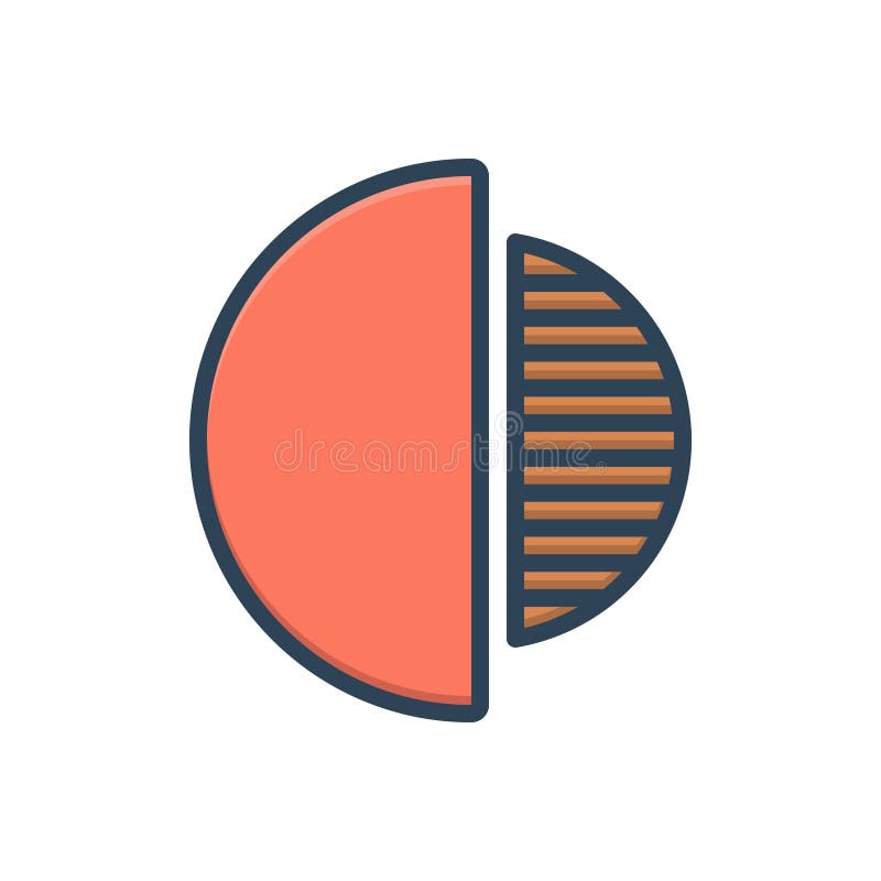 Color Illustration Icon for Half, Incomplete and Fifty Stock ...