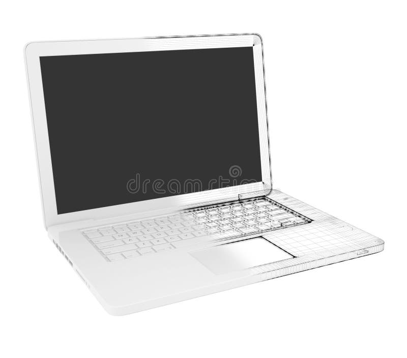 3d laptop half open stock illustration. Illustration of display - 67469540