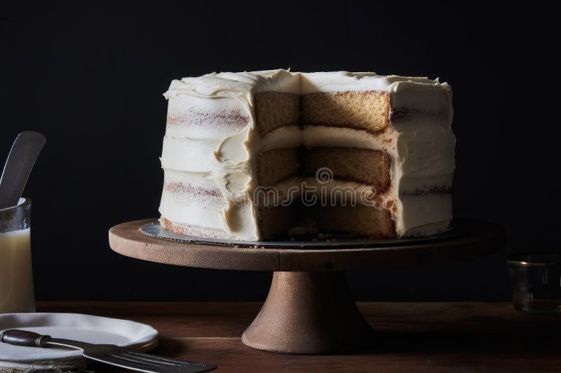 Half- Layer Cake with Rustic, Uneven Frosting Stock Illustration ...