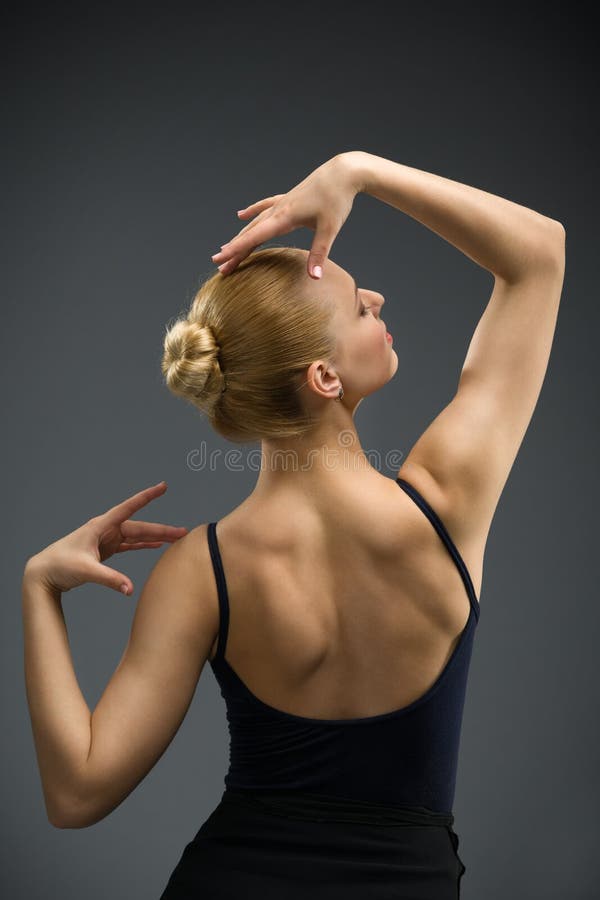 Backview Of Dancing On The Floor Ballet Dancer Stock Image Image Of