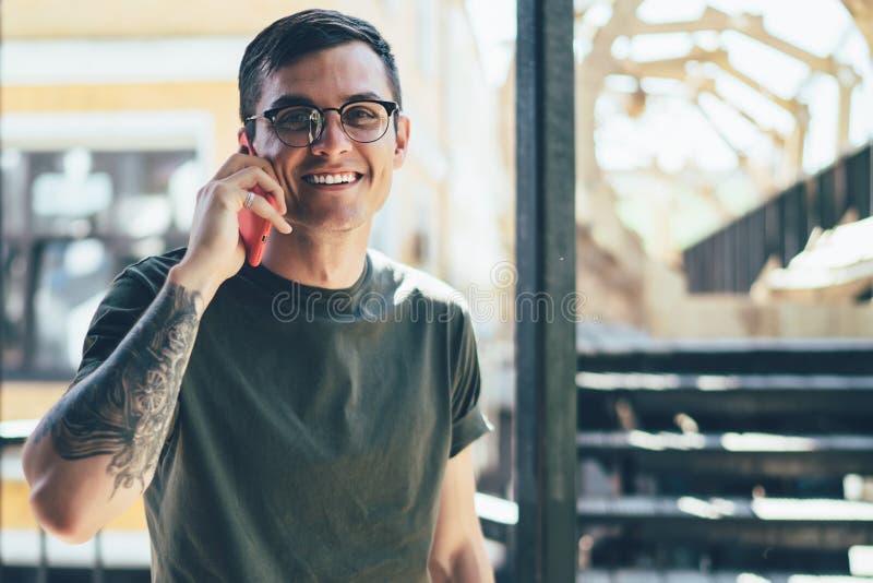 Half Length Portrait of Happy Cheerful Hipster Guy Stock Photo - Image ...